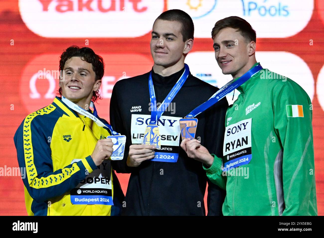 From the left, second-placed Australia's Isaac Cooper, first-placed ...