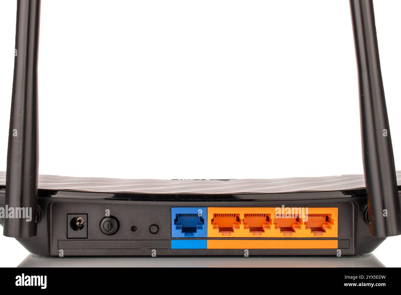 One router for distributing Wi-Fi, macro, isolated on a white ...