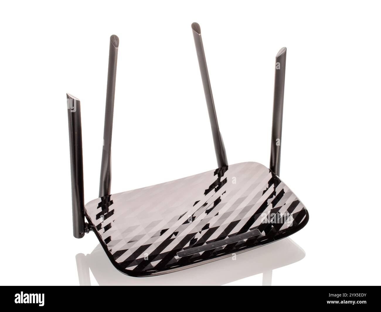One router for distributing Wi-Fi, macro, isolated on a white ...