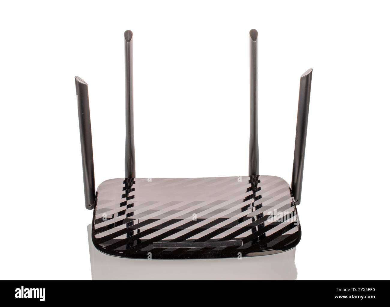 One router for distributing Wi-Fi, macro, isolated on a white ...