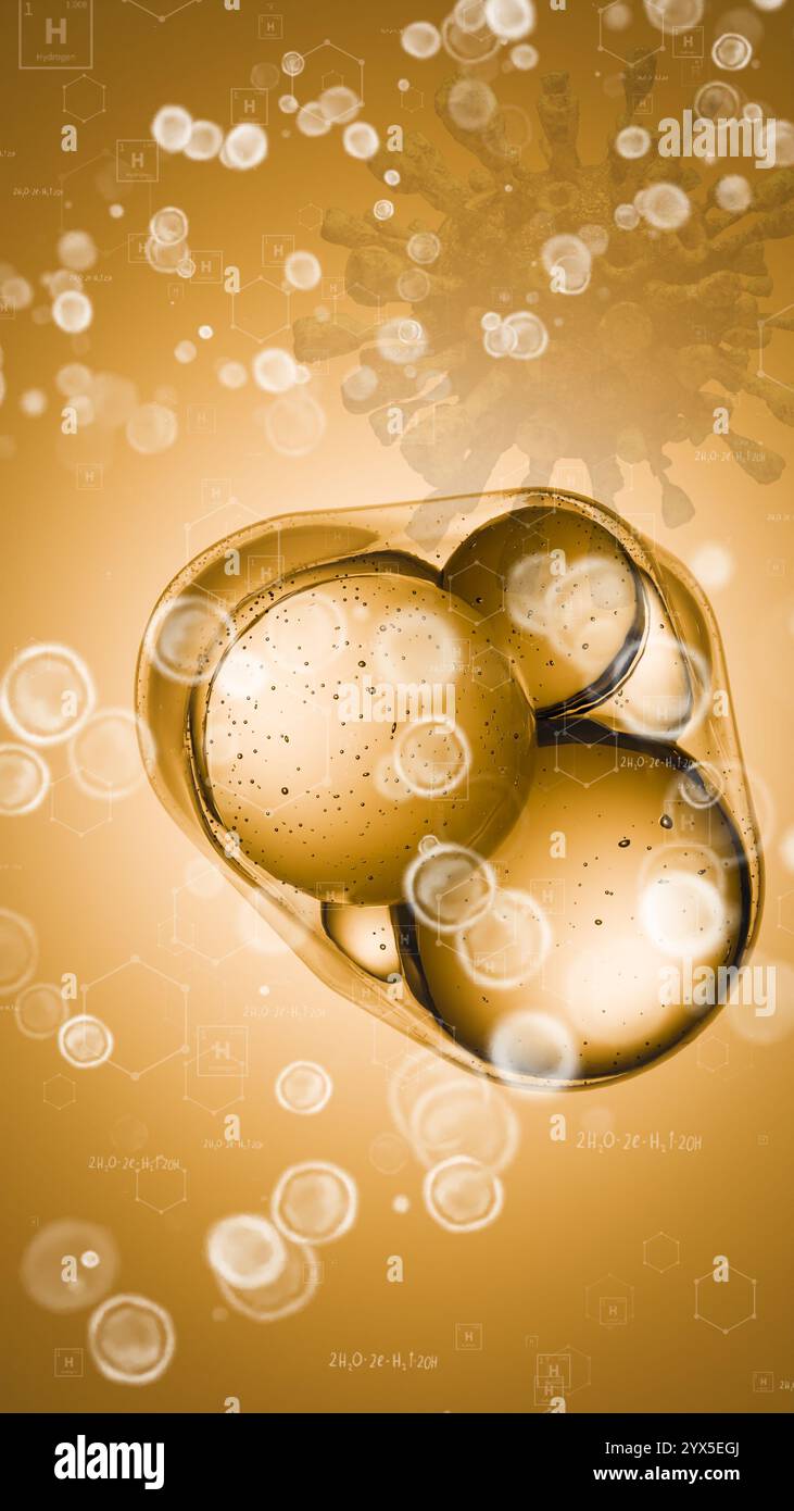 cooking oils cancer concept with an oil molecule and cancer cell and ...