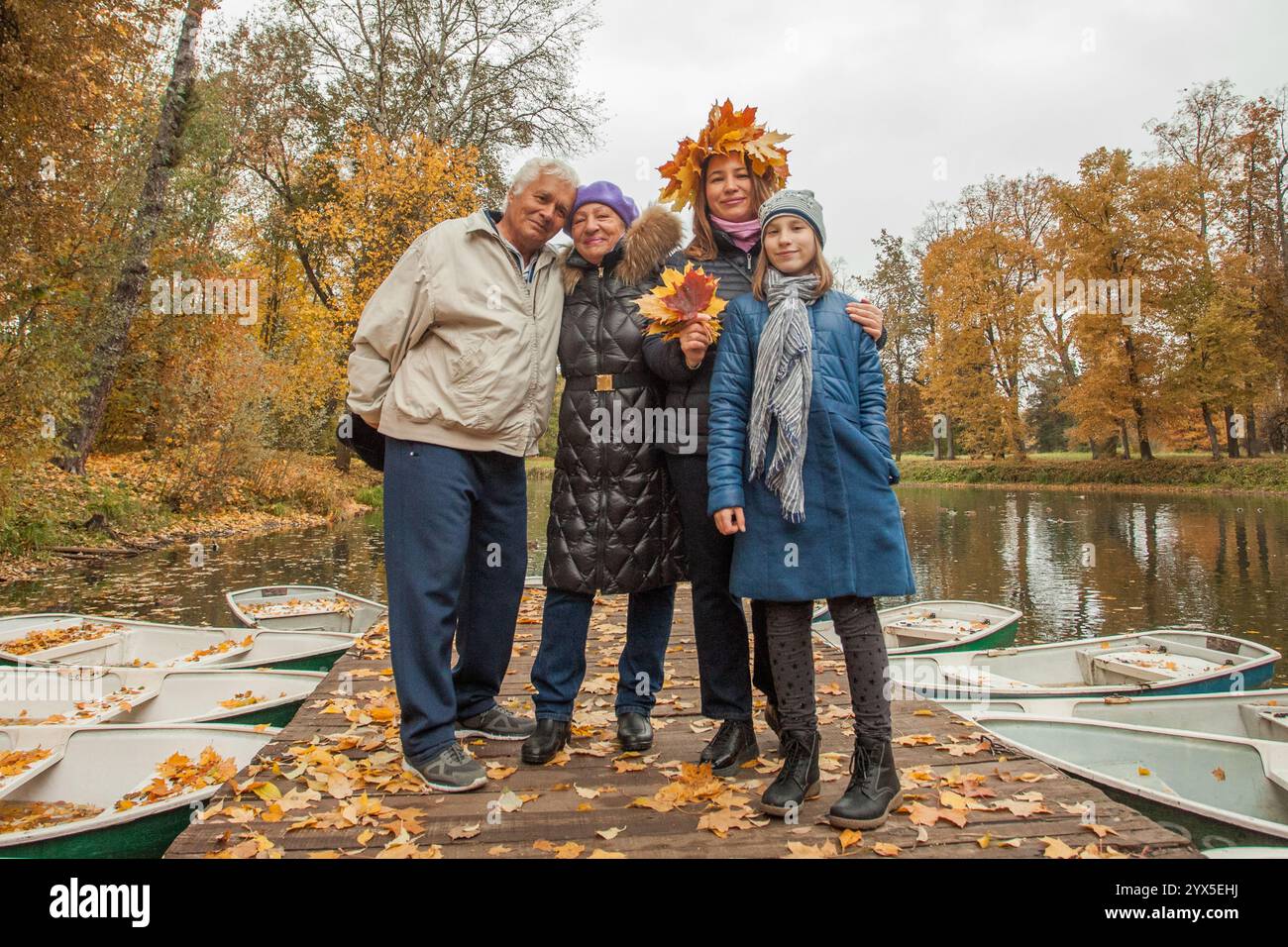 Happy family. Senior grandma and grandfather, mature muther and little ...