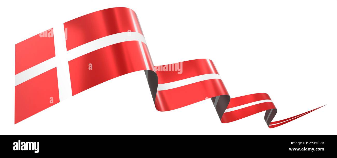 Denmark flag - wavy ribbon isolated on white background - 3D ...