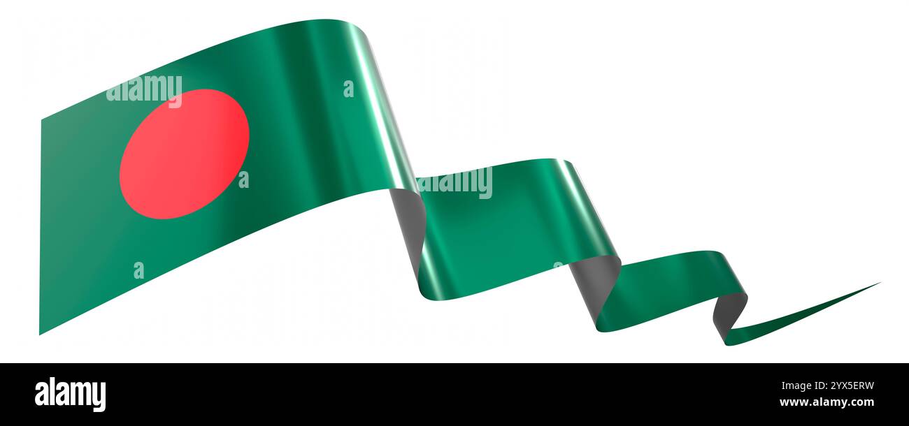 Bangladesh flag - wavy ribbon isolated on white background - 3D ...