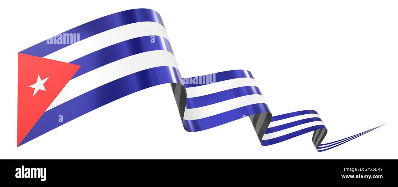 Cuba flag - wavy ribbon isolated on white background - 3D illustration ...