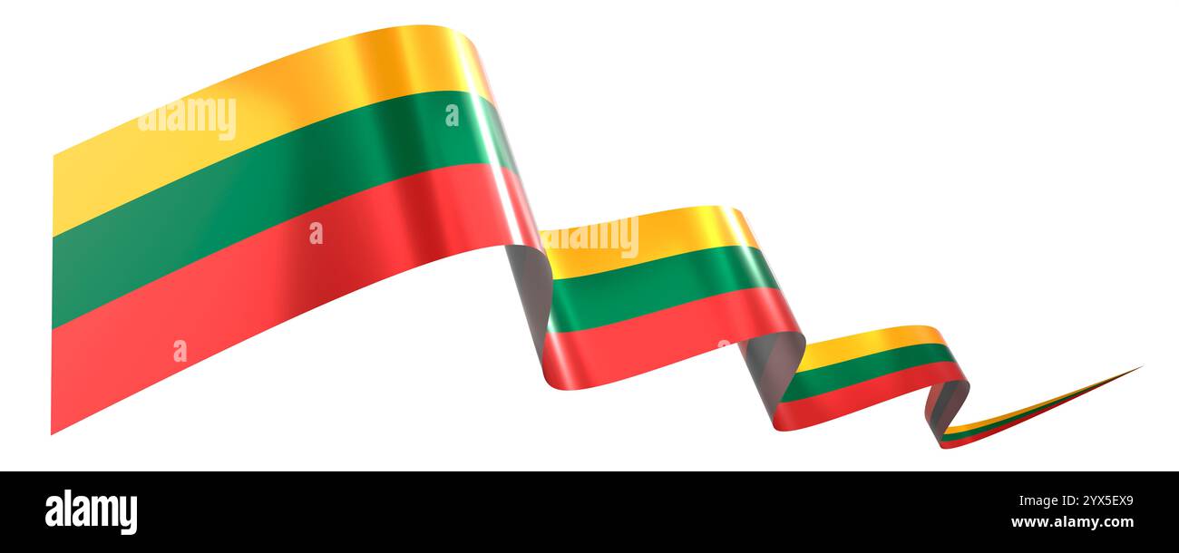 Lithuania flag - wavy ribbon isolated on white background - 3D ...
