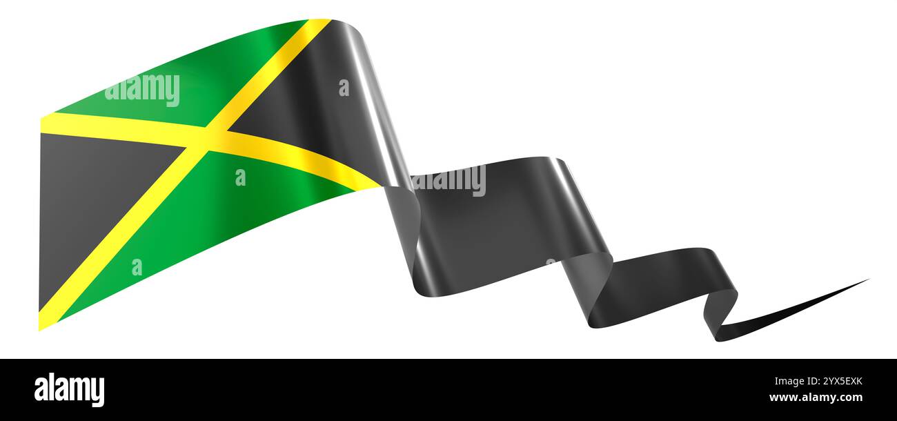 Jamaica flag - wavy ribbon isolated on white background - 3D ...