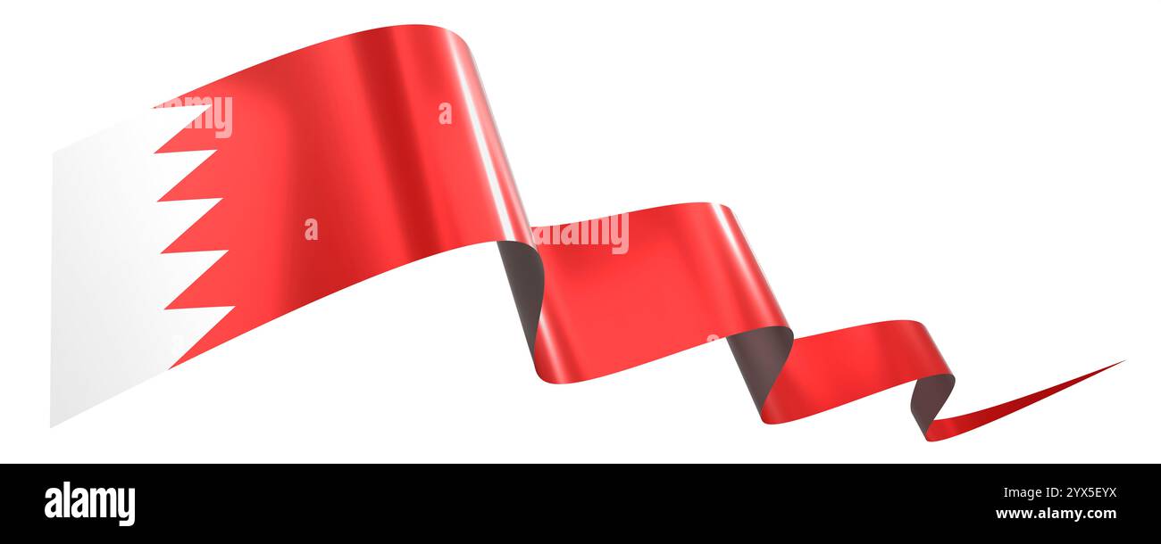 Bahrain flag - wavy ribbon isolated on white background - 3D ...