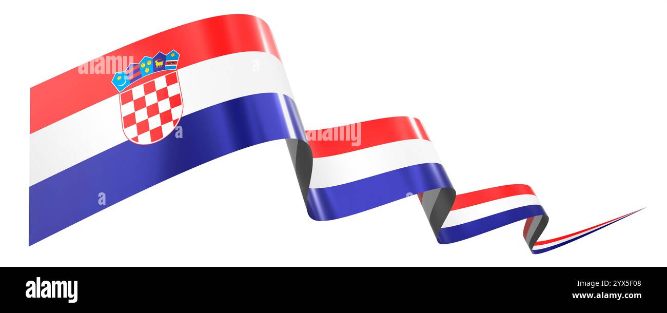 Croatia flag - wavy ribbon isolated on white background - 3D ...