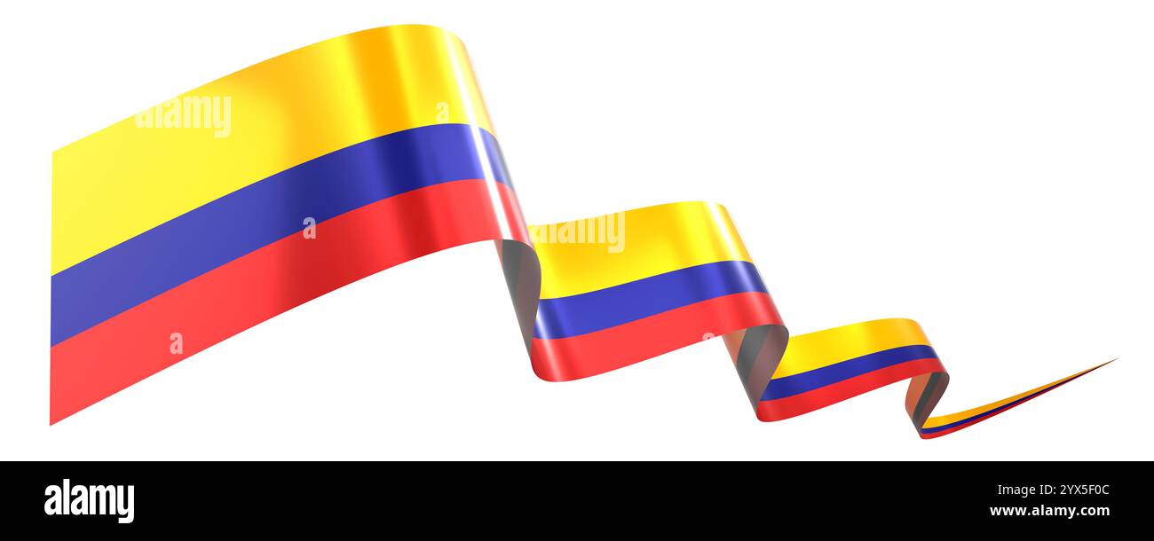 Colombia flag - wavy ribbon isolated on white background - 3D ...