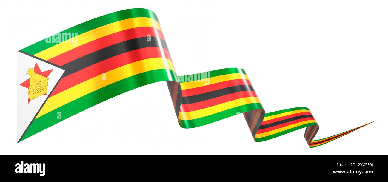 Zimbabwe flag - wavy ribbon isolated on white background - 3D ...
