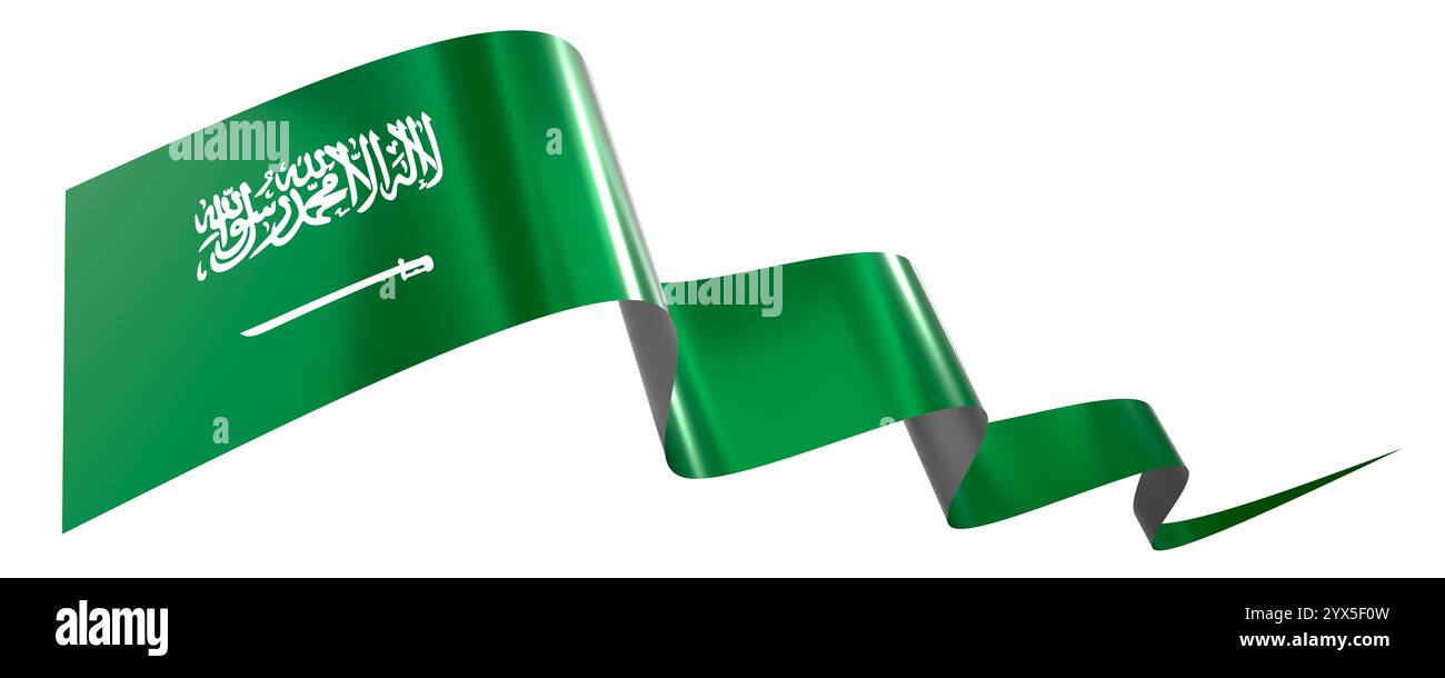Saudi Arabia flag - wavy ribbon isolated on white background - 3D ...