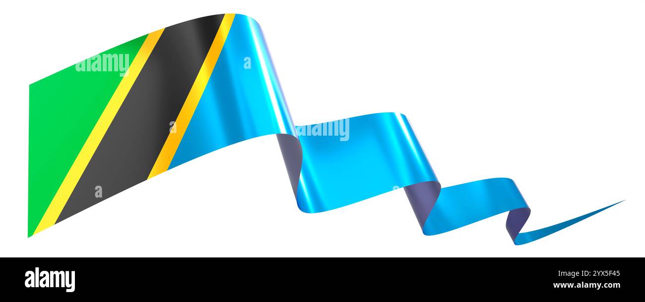 Tanzania flag - wavy ribbon isolated on white background - 3D ...