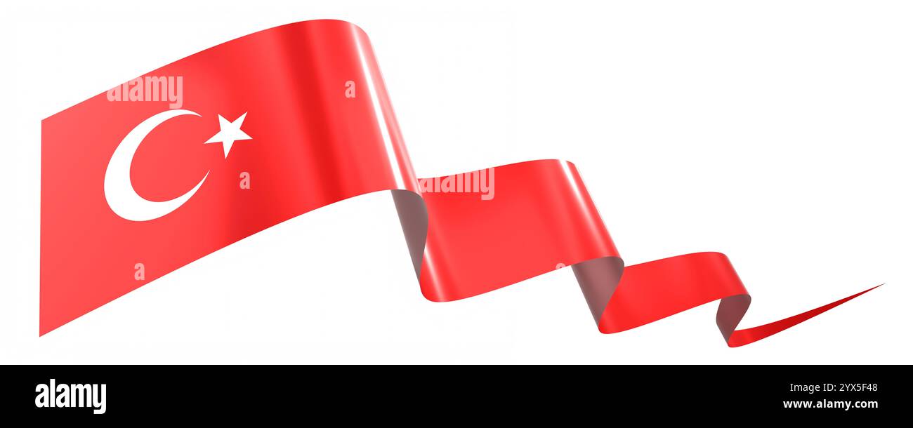 Turkiye flag - wavy ribbon isolated on white background - 3D ...