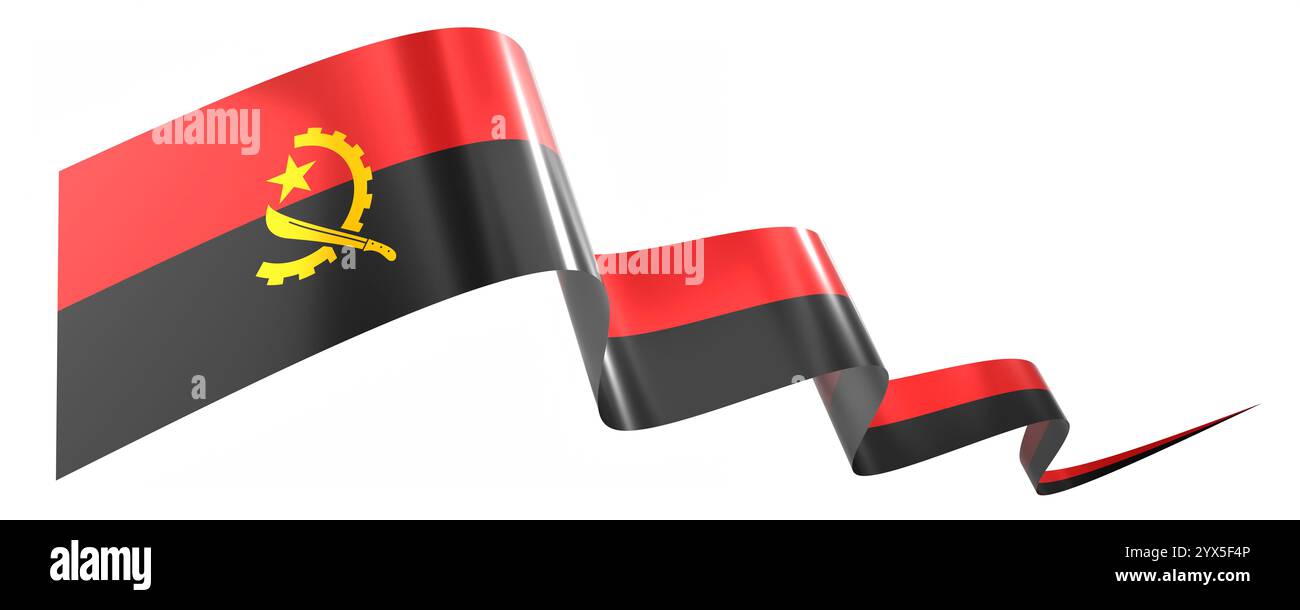 Angola ribbon flag background Cut Out Stock Images & Pictures - Alamy