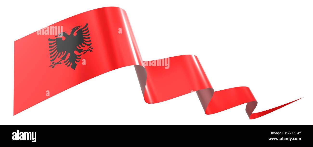 Albania flag - wavy ribbon isolated on white background - 3D ...