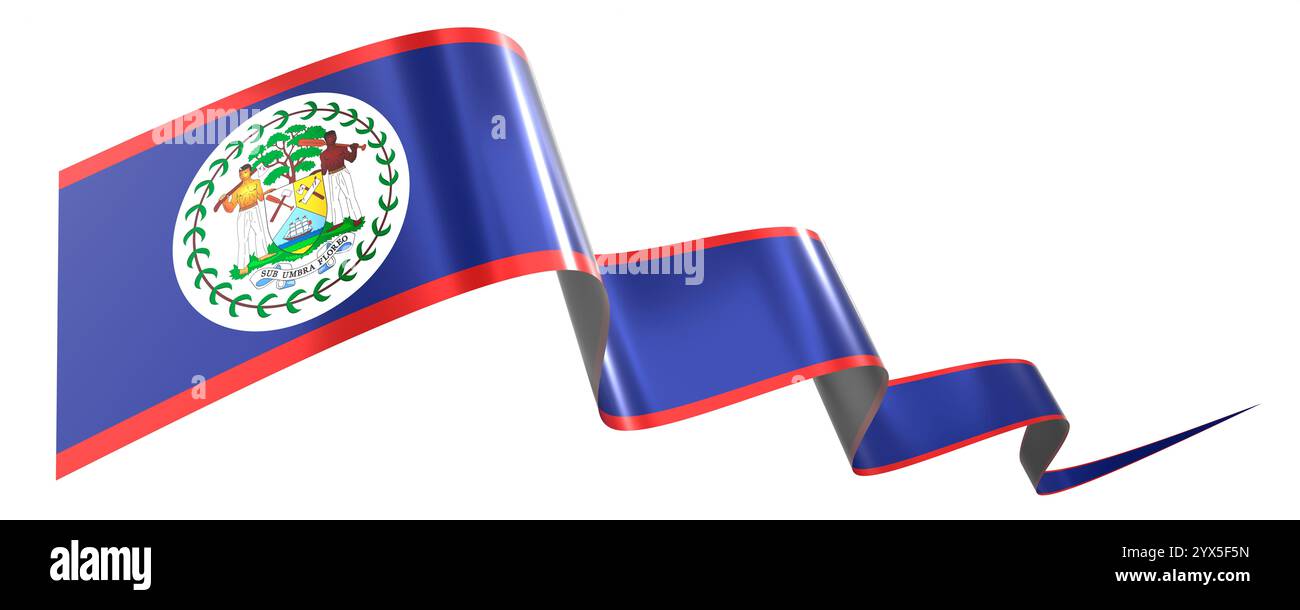 Belize flag - wavy ribbon isolated on white background - 3D ...