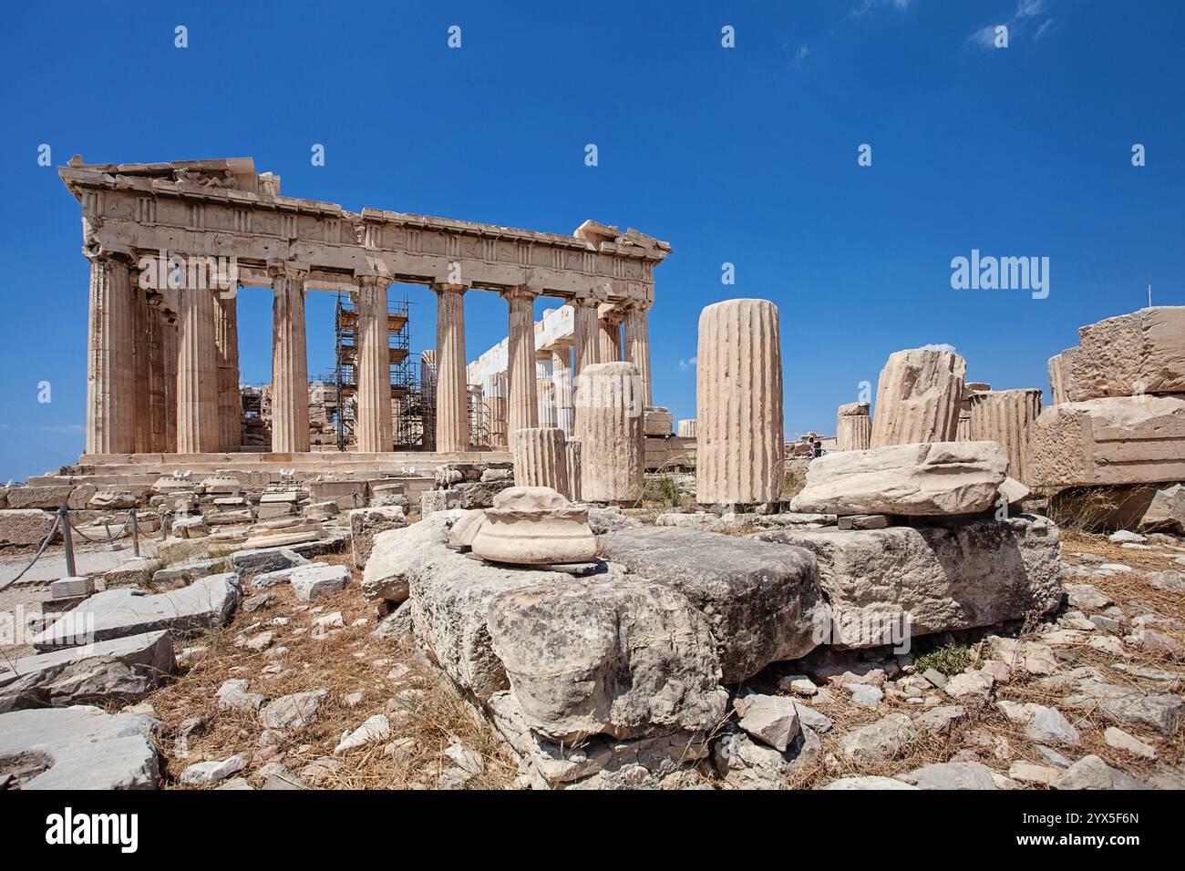 Ancient column of Parthenon in Athens, Greece. Ancient Greek ...