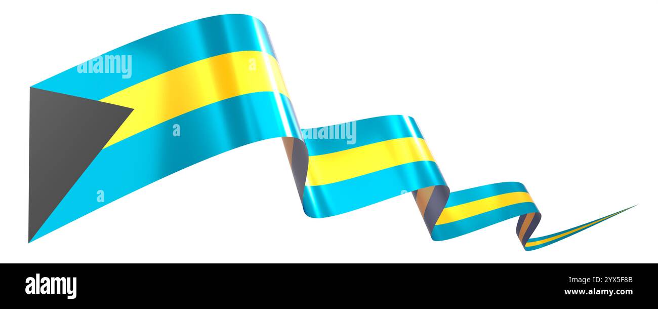 Bahamas flag - wavy ribbon isolated on white background - 3D ...