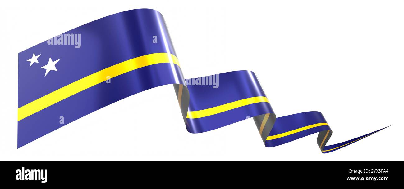Curacao flag - wavy ribbon isolated on white background - 3D ...