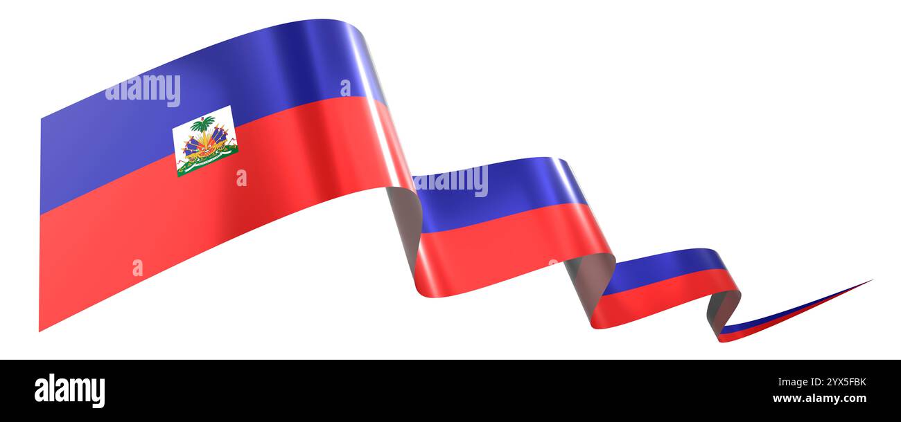 Haiti flag - wavy ribbon isolated on white background - 3D illustration ...