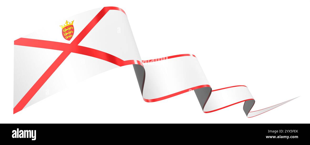 Jersey flag - wavy ribbon isolated on white background - 3D ...