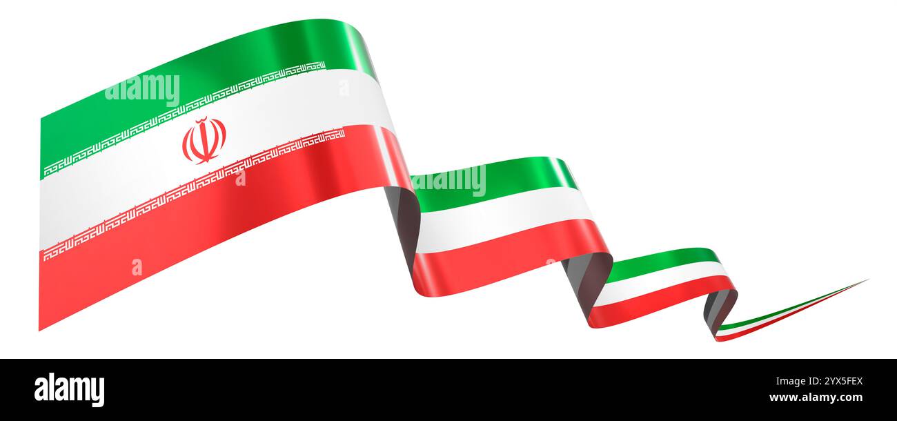 Iran flag - wavy ribbon isolated on white background - 3D illustration ...