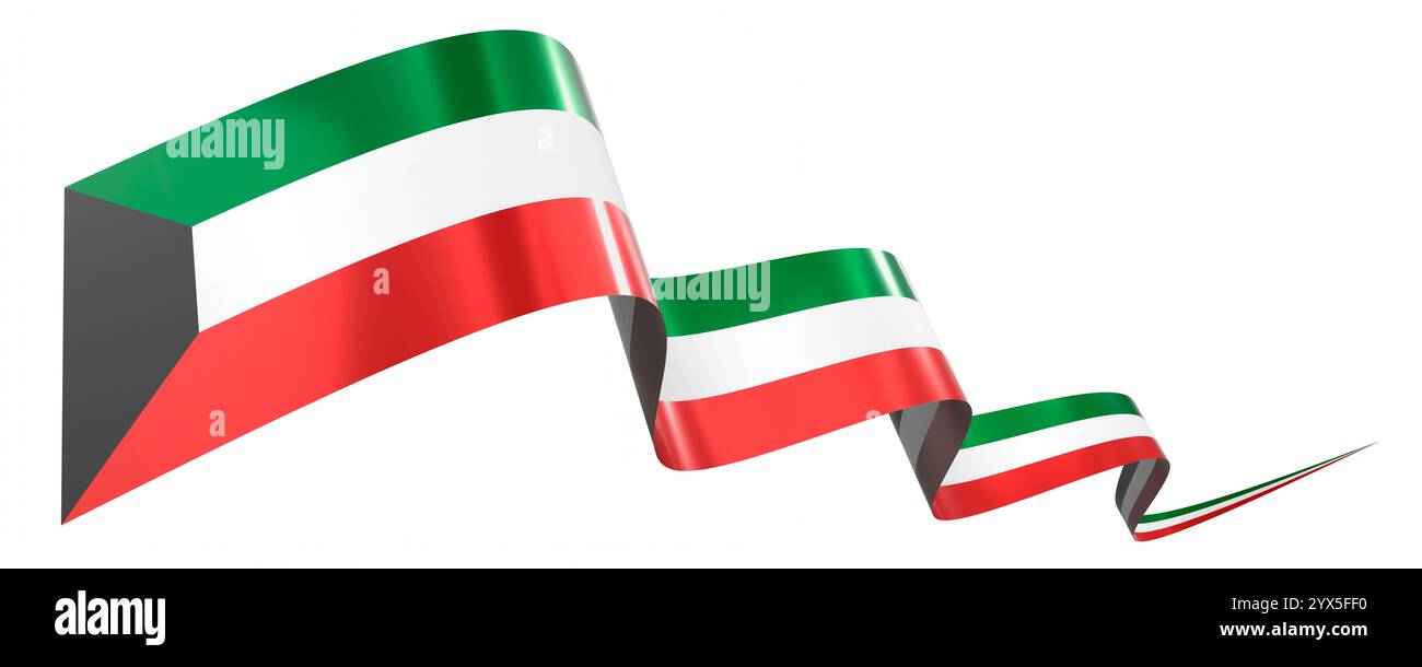 Kuwait flag - wavy ribbon isolated on white background - 3D ...