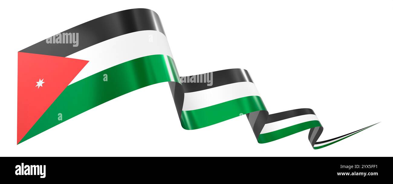 Jordan flag - wavy ribbon isolated on white background - 3D ...