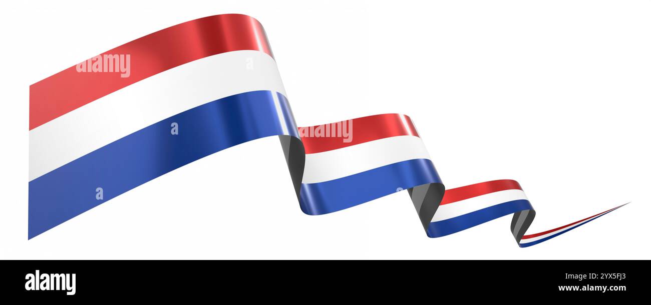 Netherlands flag - wavy ribbon isolated on white background - 3D ...