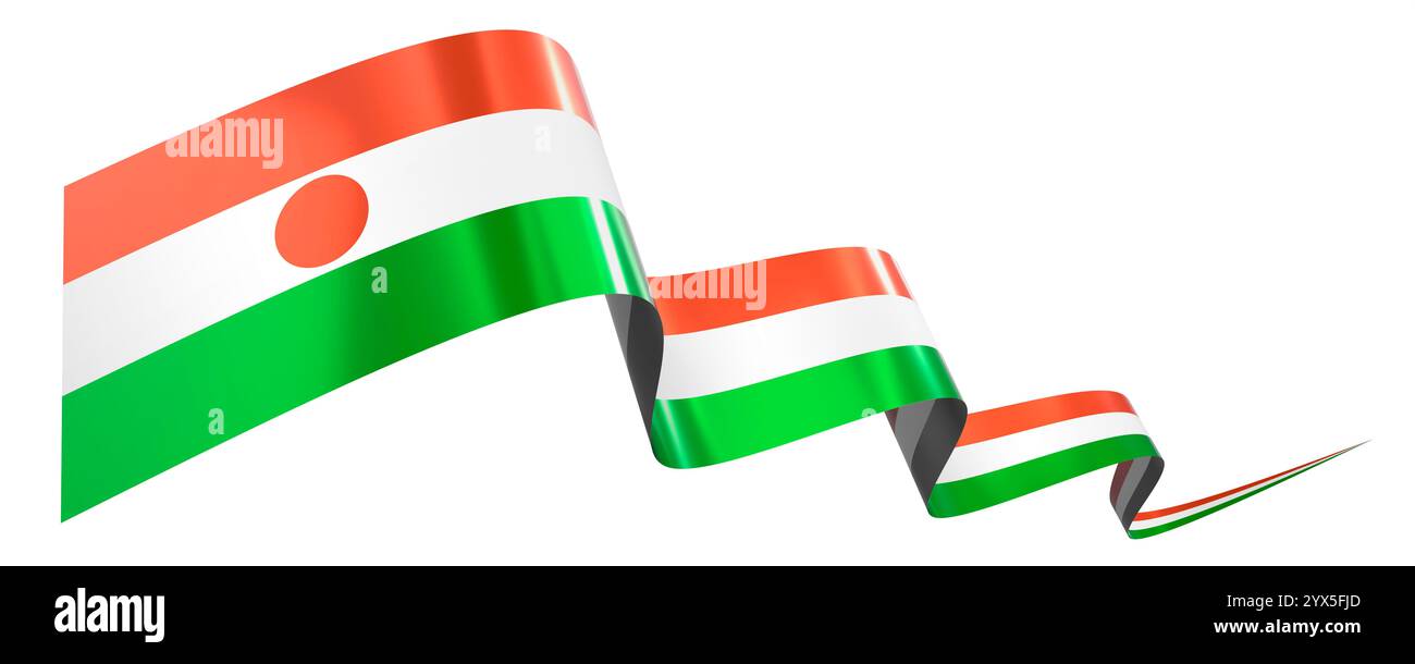 Niger flag - wavy ribbon isolated on white background - 3D illustration ...