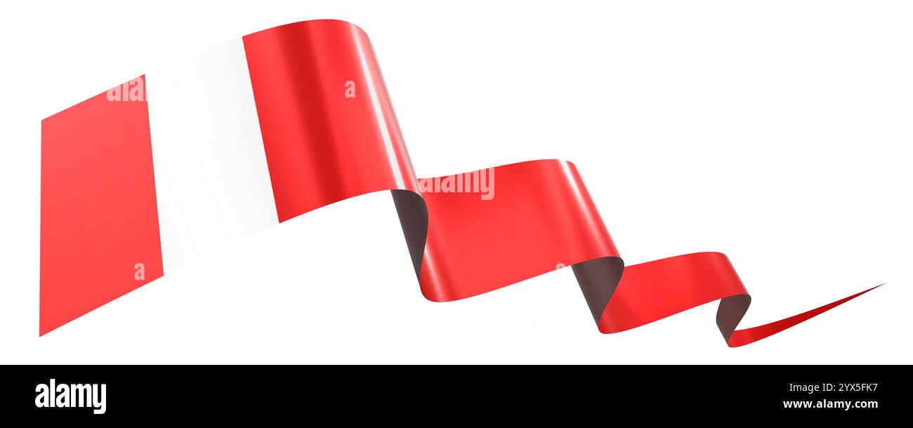 Peru flag - wavy ribbon isolated on white background - 3D illustration ...