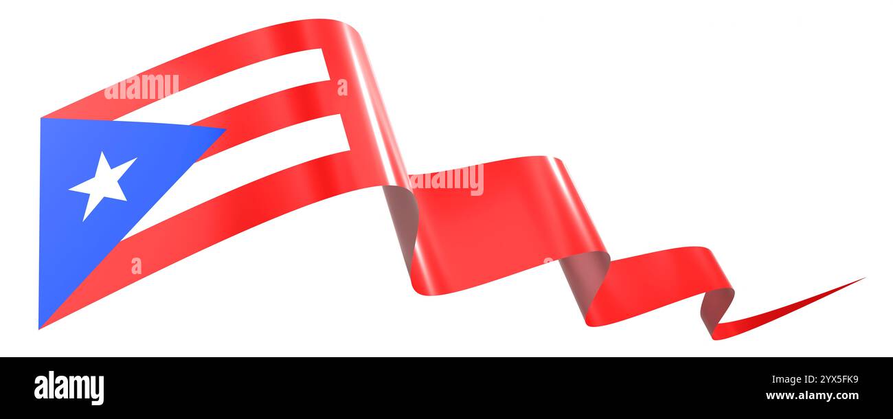 Puerto Rico flag - wavy ribbon isolated on white background - 3D ...