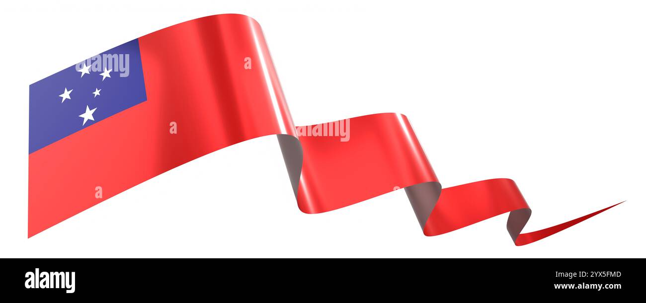 Samoa flag - wavy ribbon isolated on white background - 3D illustration ...