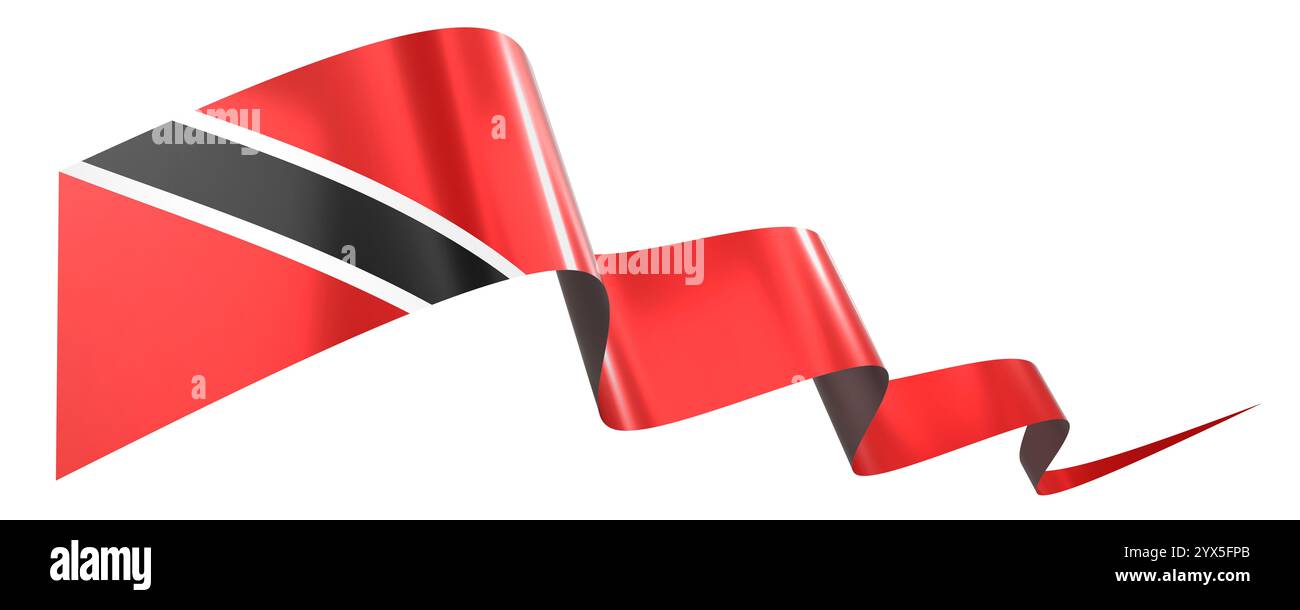 Trinidad and Tobago flag - wavy ribbon isolated on white background ...