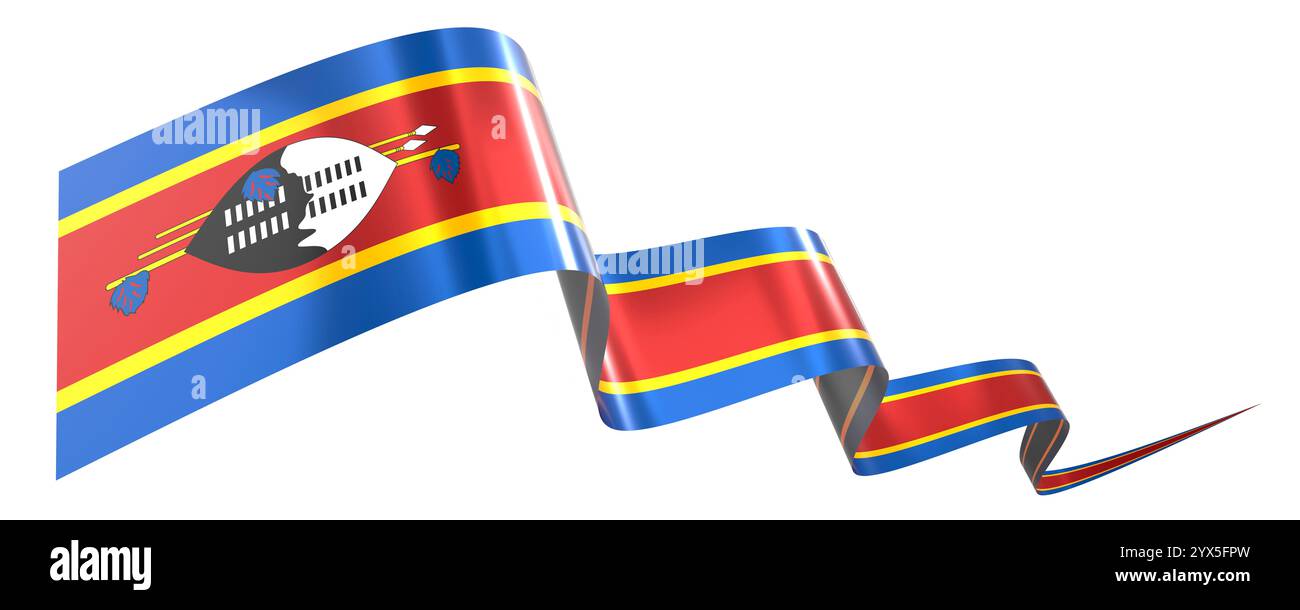 Eswatini flag - wavy ribbon isolated on white background - 3D illustration Stock Photo - Alamy