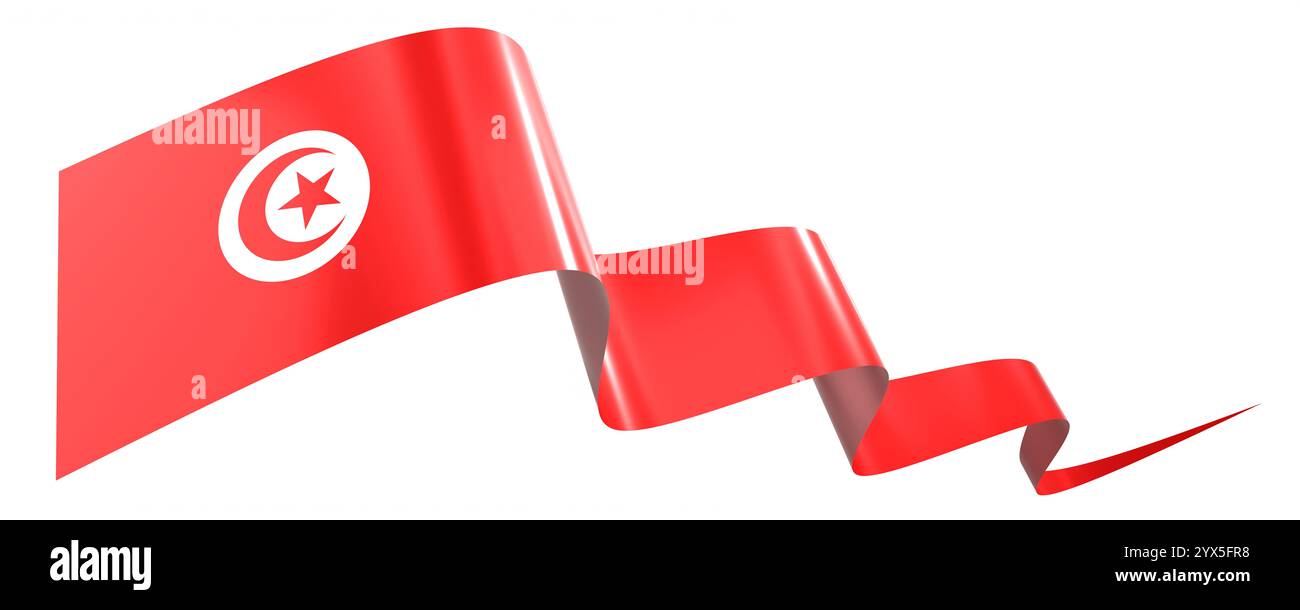 Tunisia flag - wavy ribbon isolated on white background - 3D ...