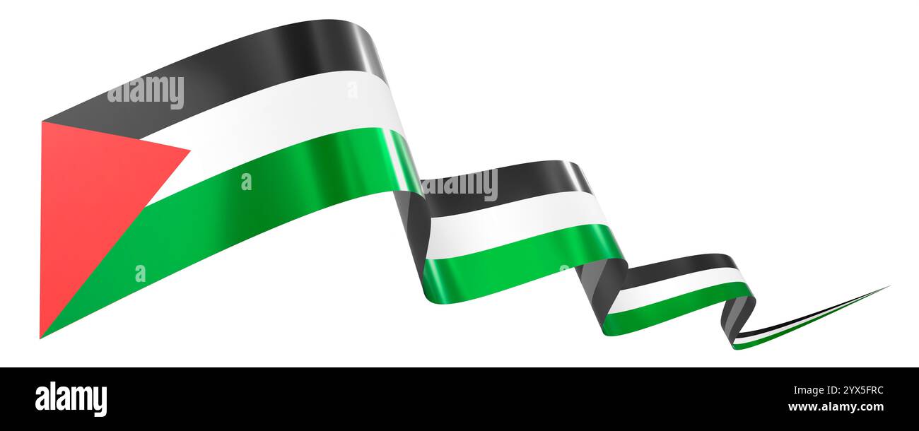 Palestine flag - wavy ribbon isolated on white background - 3D ...