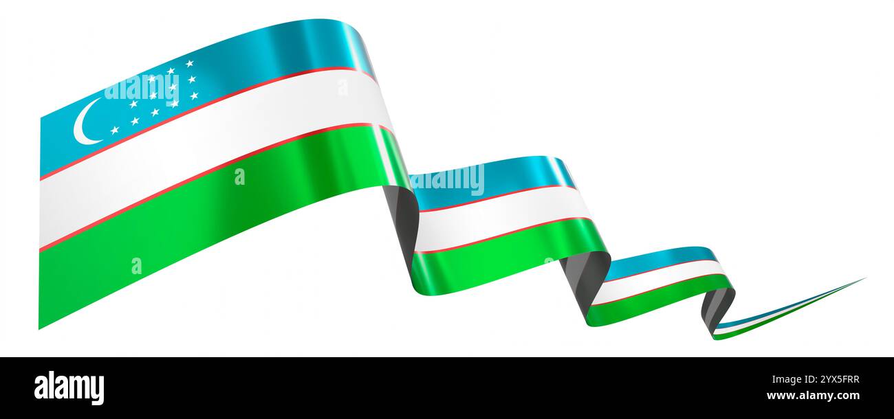 Uzbekistan flag - wavy ribbon isolated on white background - 3D ...