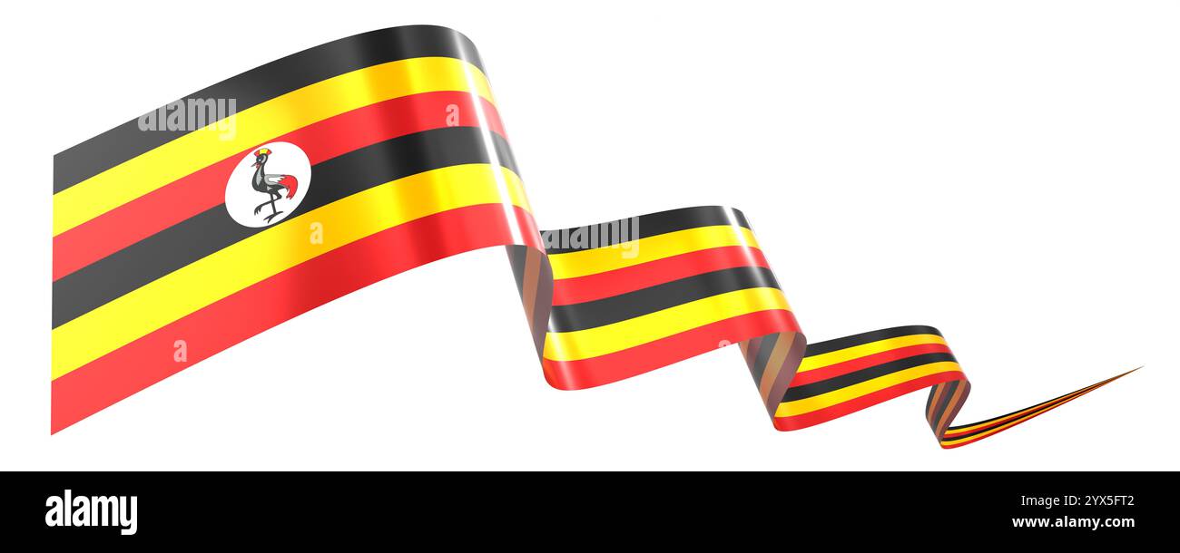 Uganda flag - wavy ribbon isolated on white background - 3D ...
