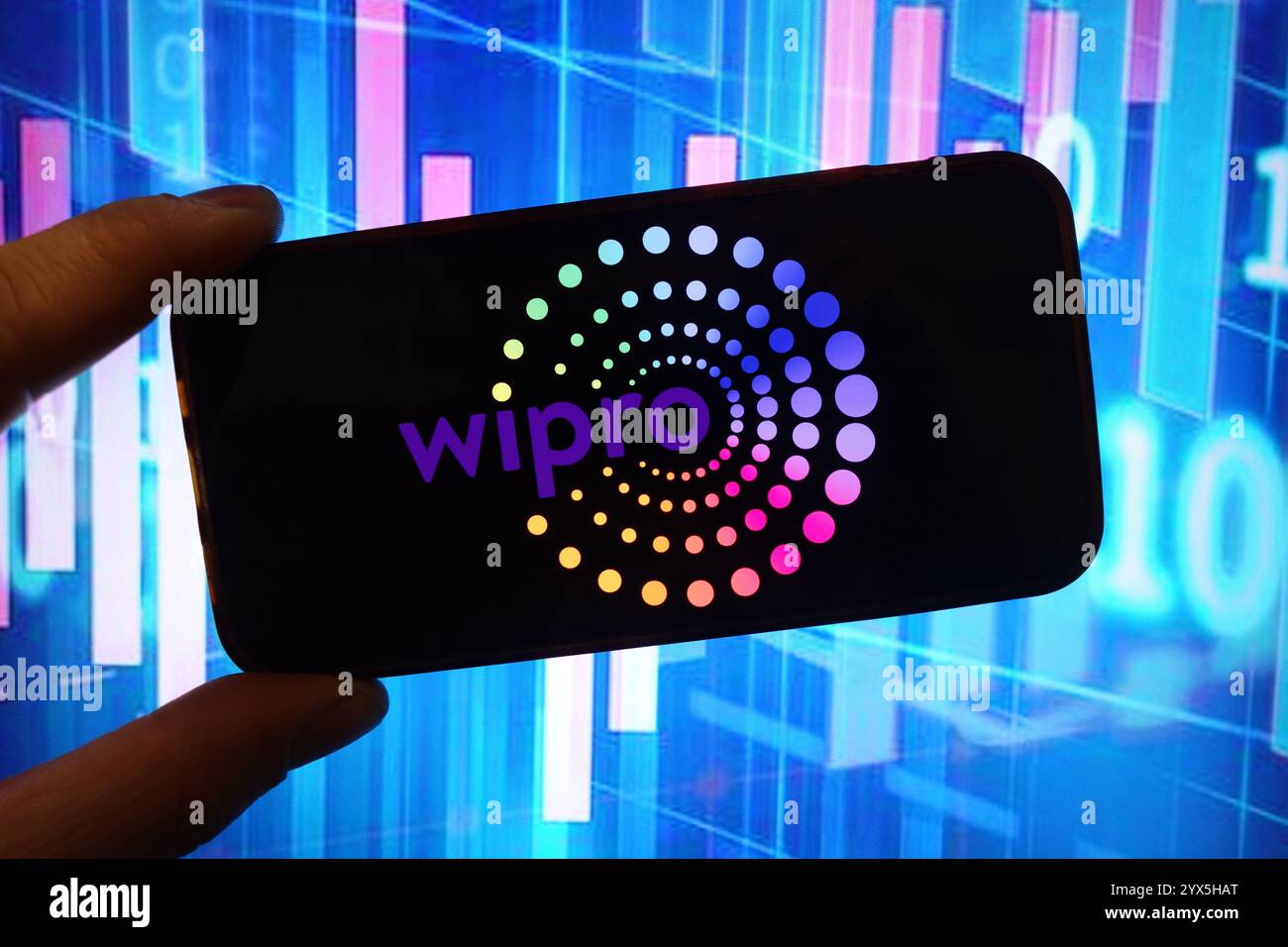 In this photo illustration, the Wipro company logo is seen displayed on ...