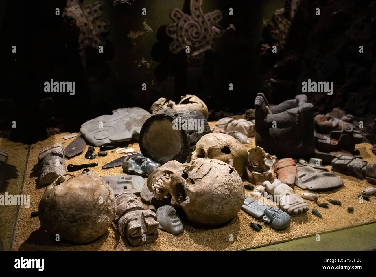 Mexico City, Mexico November 12, 2024: Recreation of the archaeological ...