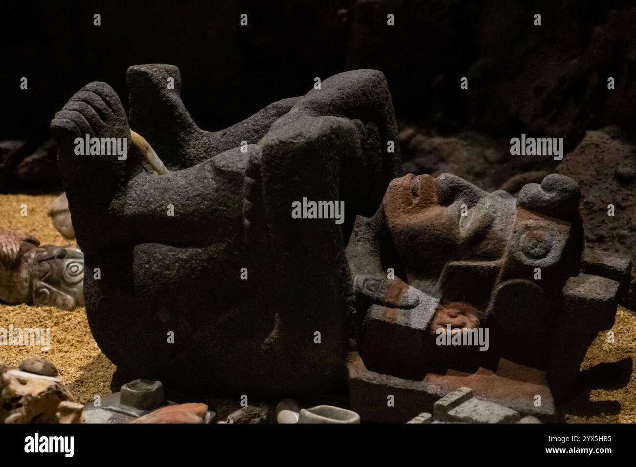 Mexico City, Mexico November 12, 2024: Recreation of the archaeological ...