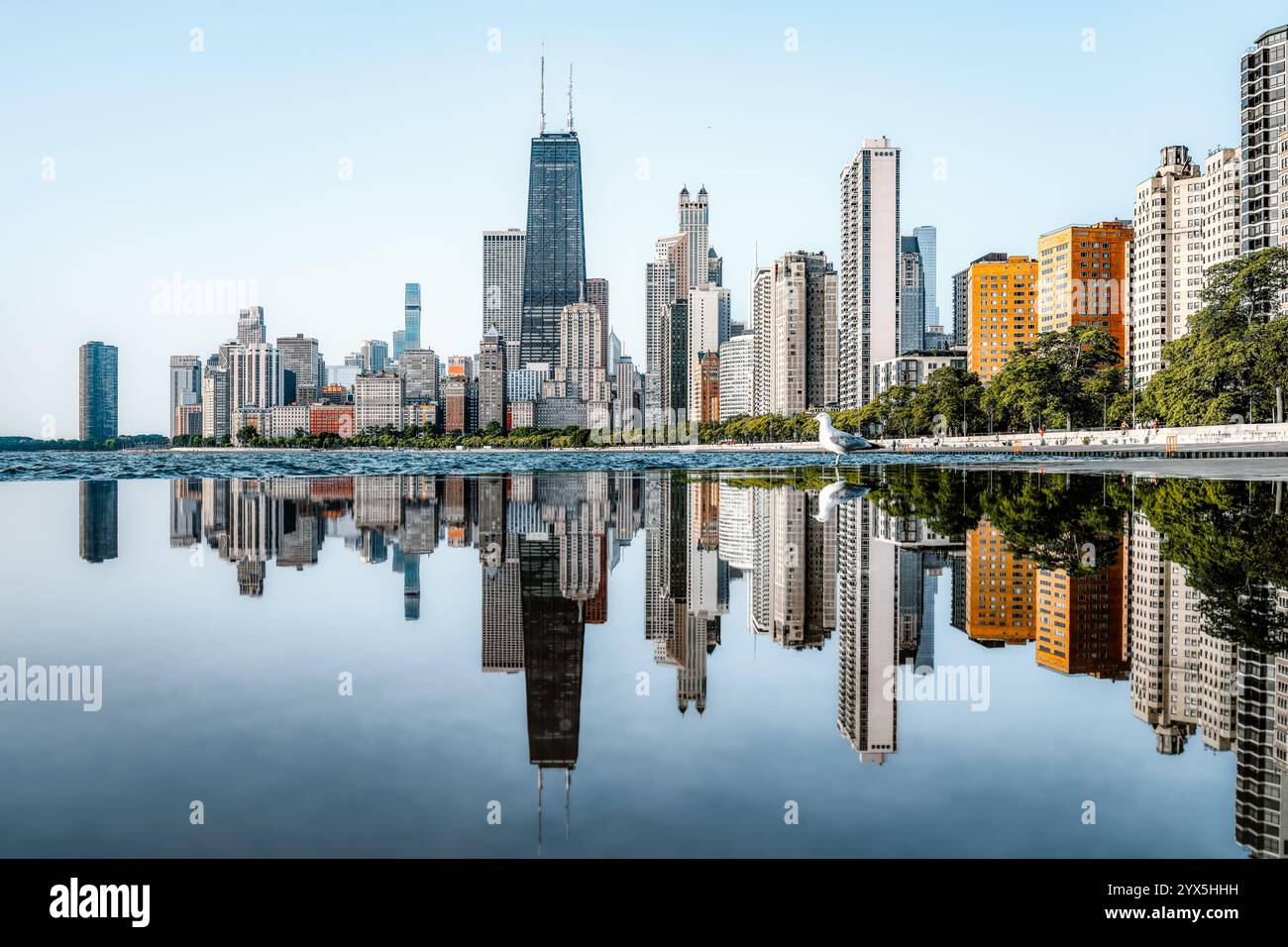 the reflected skyline of chicago, united states Stock Photo - Alamy