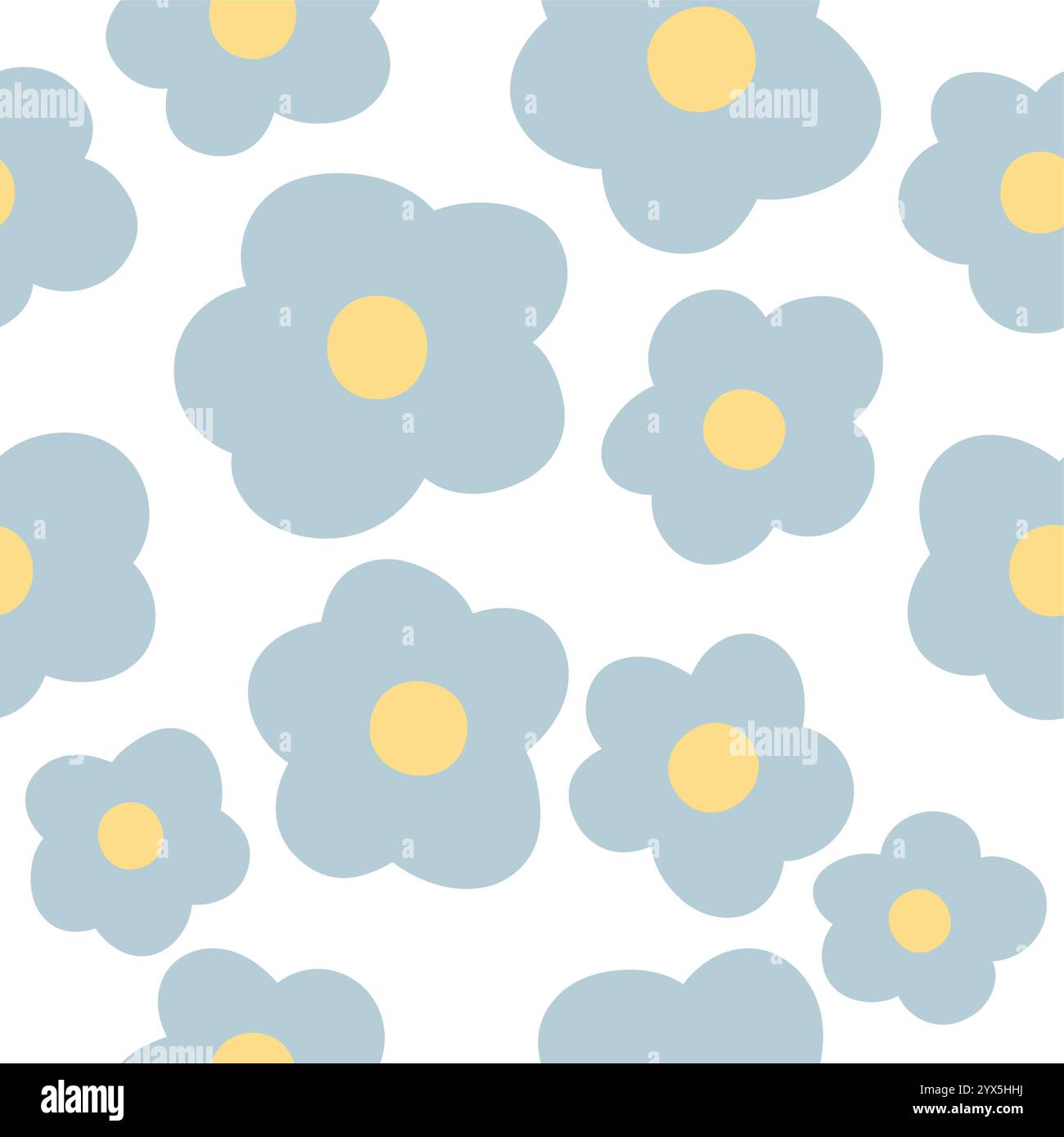 Cute seamless pattern with illustrated spring flowers on white ...