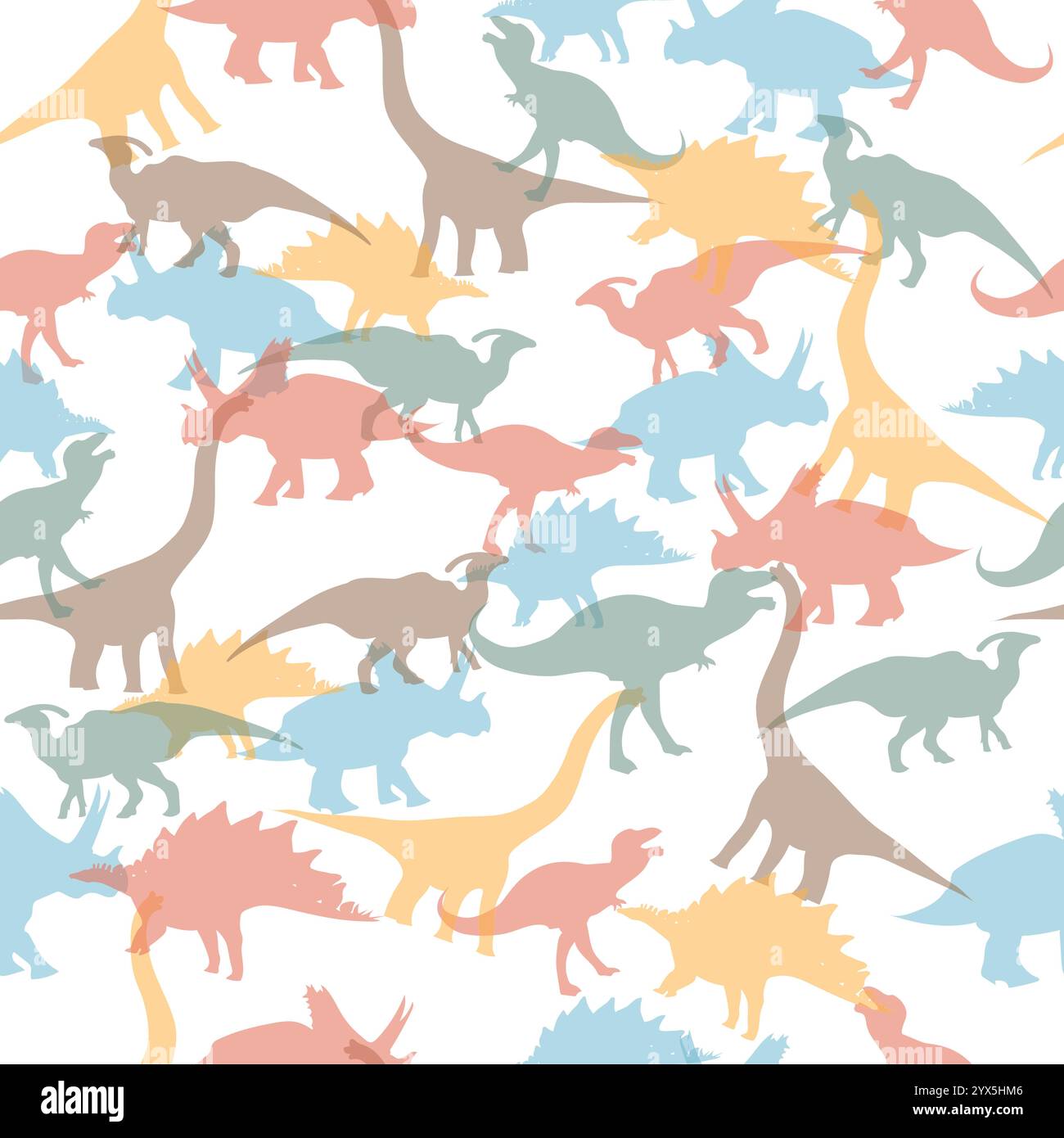 eamless illustrated pattern with prehistoric transparent dinosaurus on ...