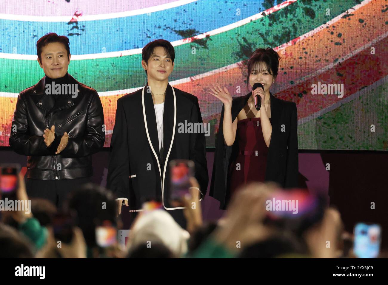 Los Angeles, USA. 13th Dec, 2024. Lee Byung-hun, Yim Si-wan, and Jo Yu ...