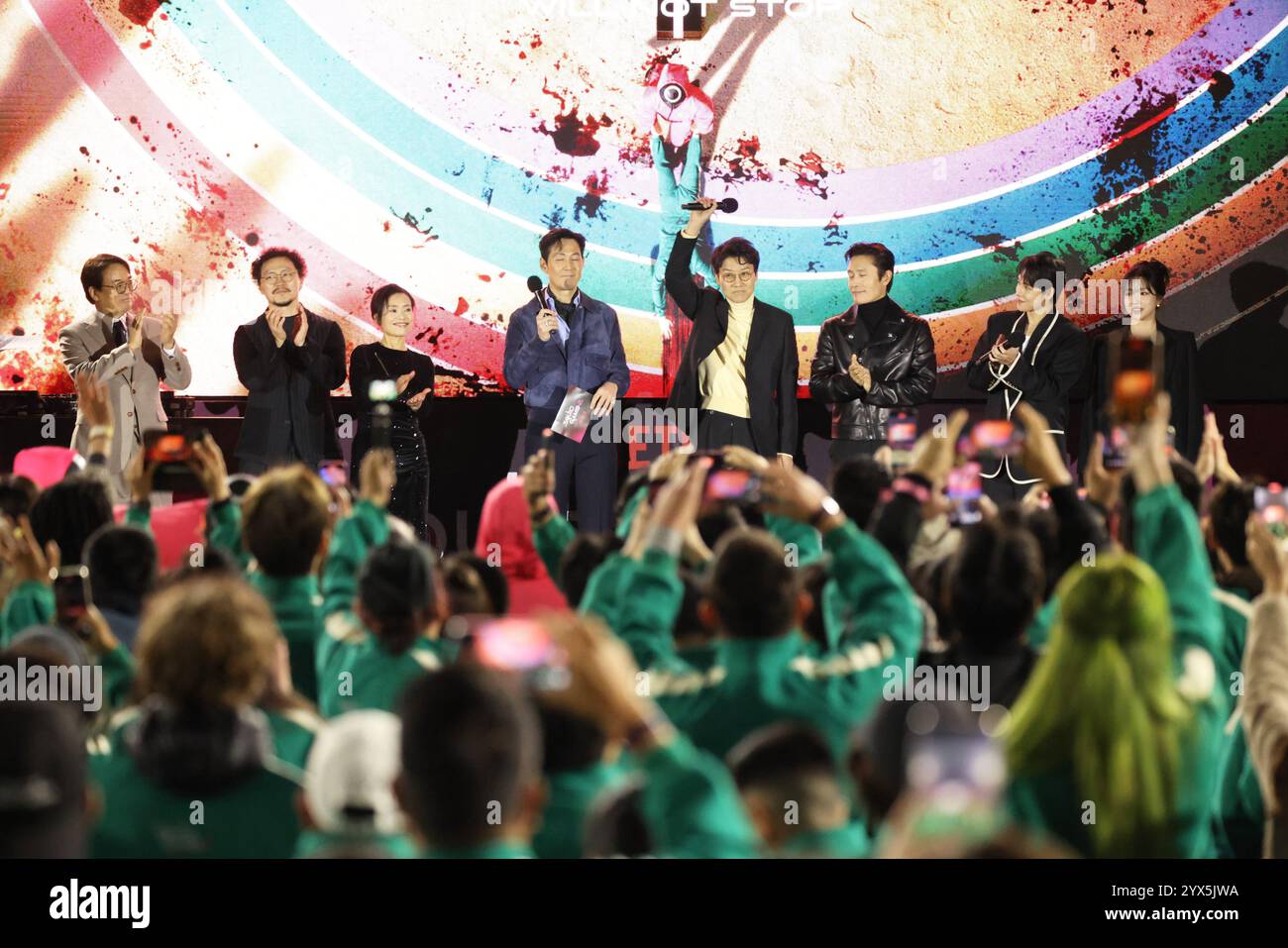 Los Angeles, USA. 13th Dec, 2024. Leo Seo-Hwan, Yang Dong-geun, Kang Ae ...