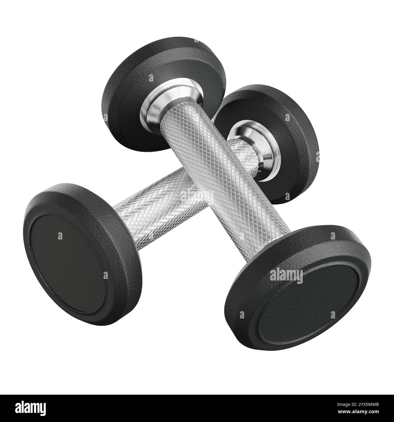 Two Blank Round Rubber Dumbbells, weightlifting gym equipment top view ...