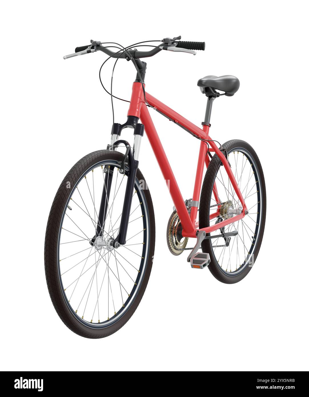 Red bicycle, front side view isolated on white background, 3D ...